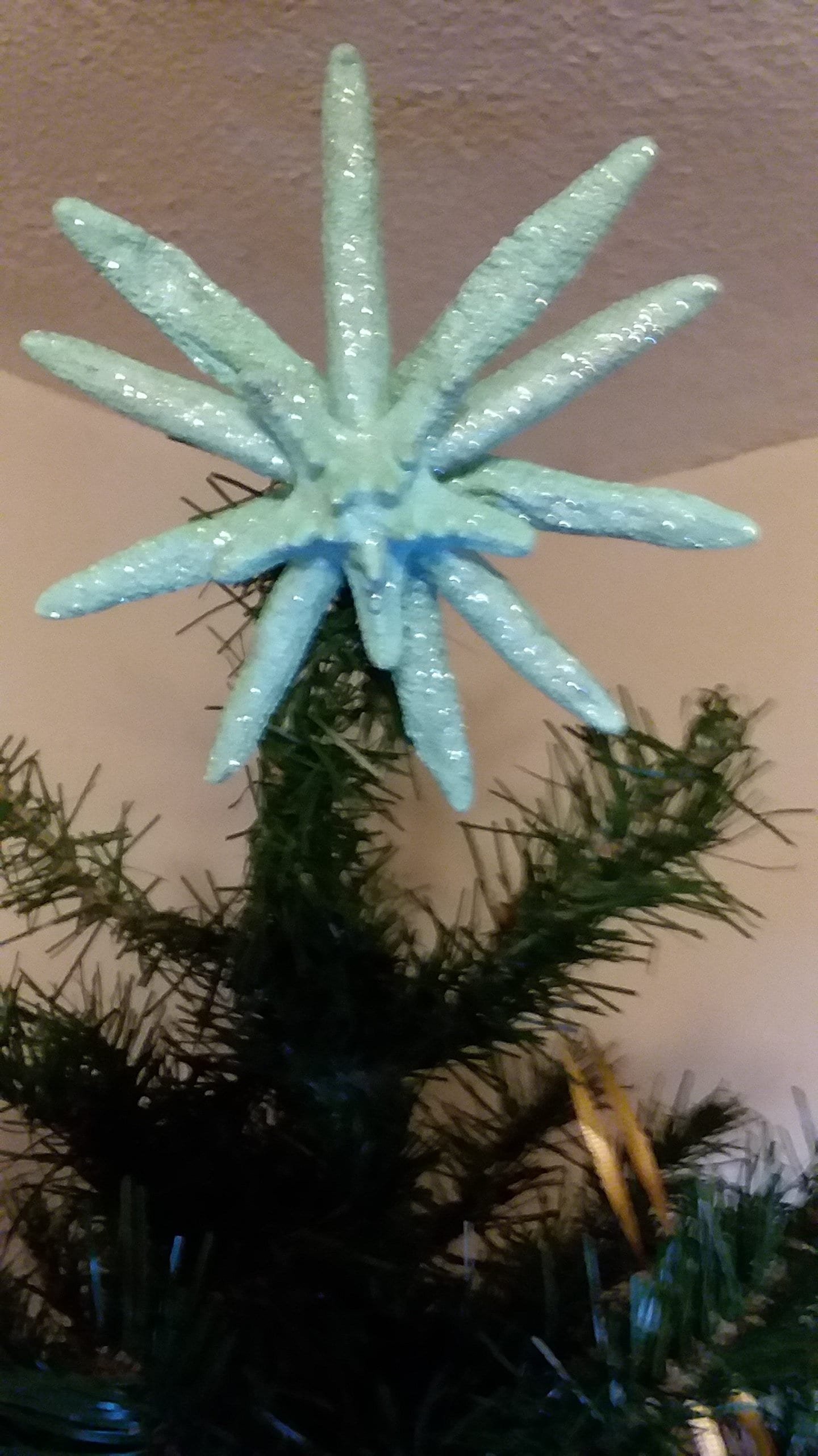 Tree Topper Gold Glittered Sale Silver Aqua Blue Starfish | Etsy