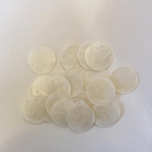 Capiz With 1 Hole Drilled Capiz Shells Natural Cream 1" 1 1/2" 2" 2 1/2 ...