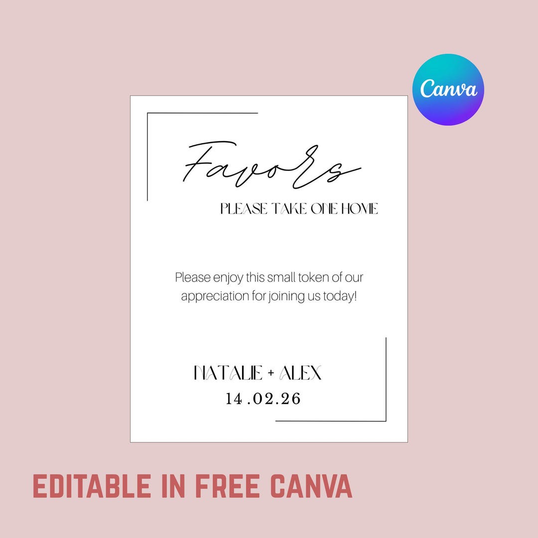 Favors Printable Table Decor 8×10 - Etsy