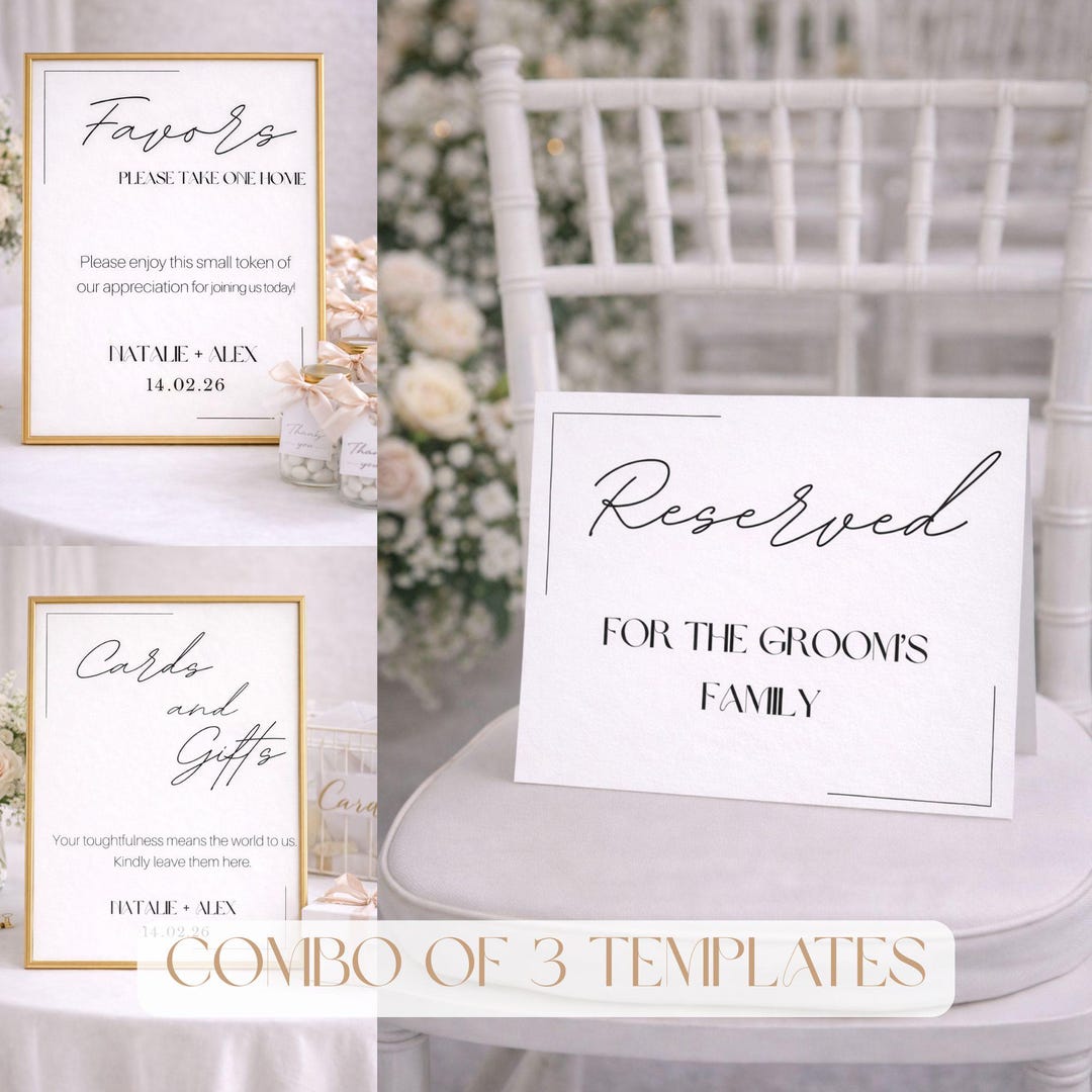 Wedding Favor Table Sign Set, 3 Editable Canva Templates - Etsy