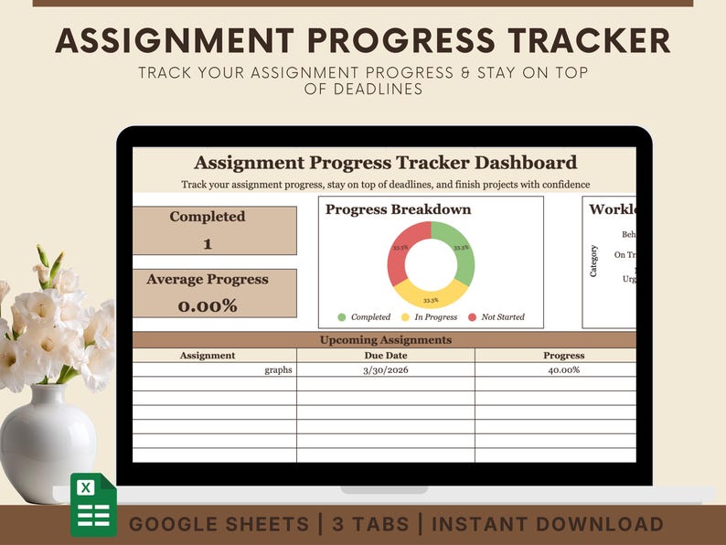 Student Assignment Progress Tracker Google Sheets | Academic Progress ...