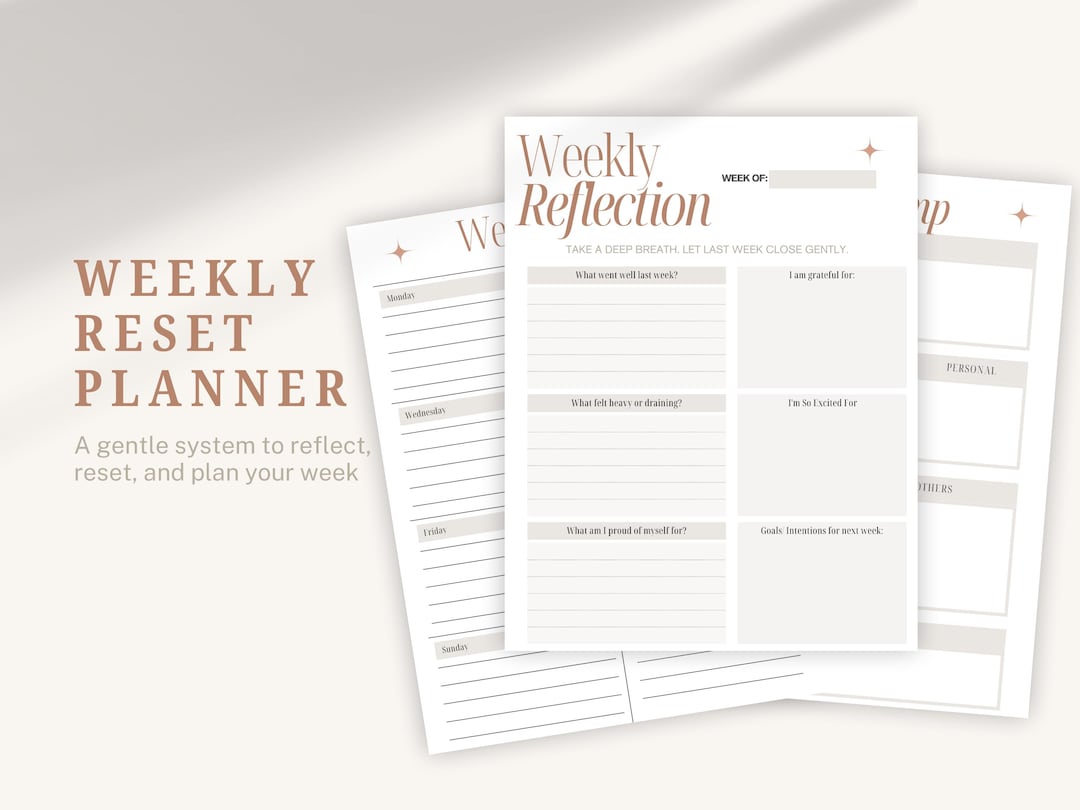 Weekly Reset Planner | Sunday Reset, Printable Reflection, Brain Dump ...
