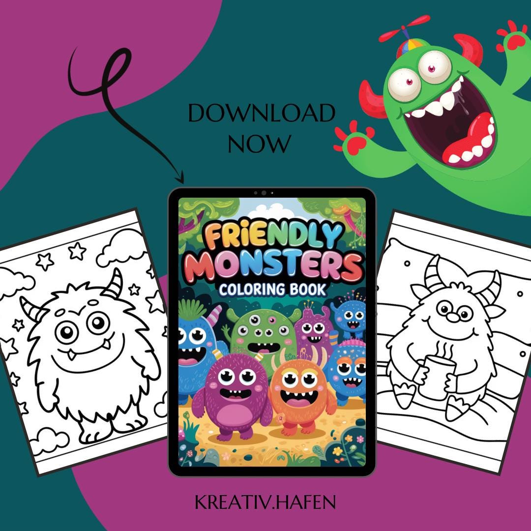 Monster Coloring Book for Kids | 100 Printable Coloring Pages PDF ...