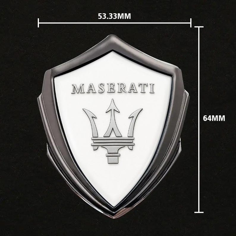 Maserati 3D Metal Shield Emblem Logo Domed Glossy Epoxy Resin Car Badge ...