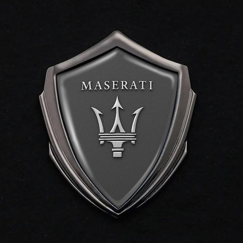 Maserati 3D Metal Shield Emblem Logo Domed Glossy Epoxy Resin Car Badge ...