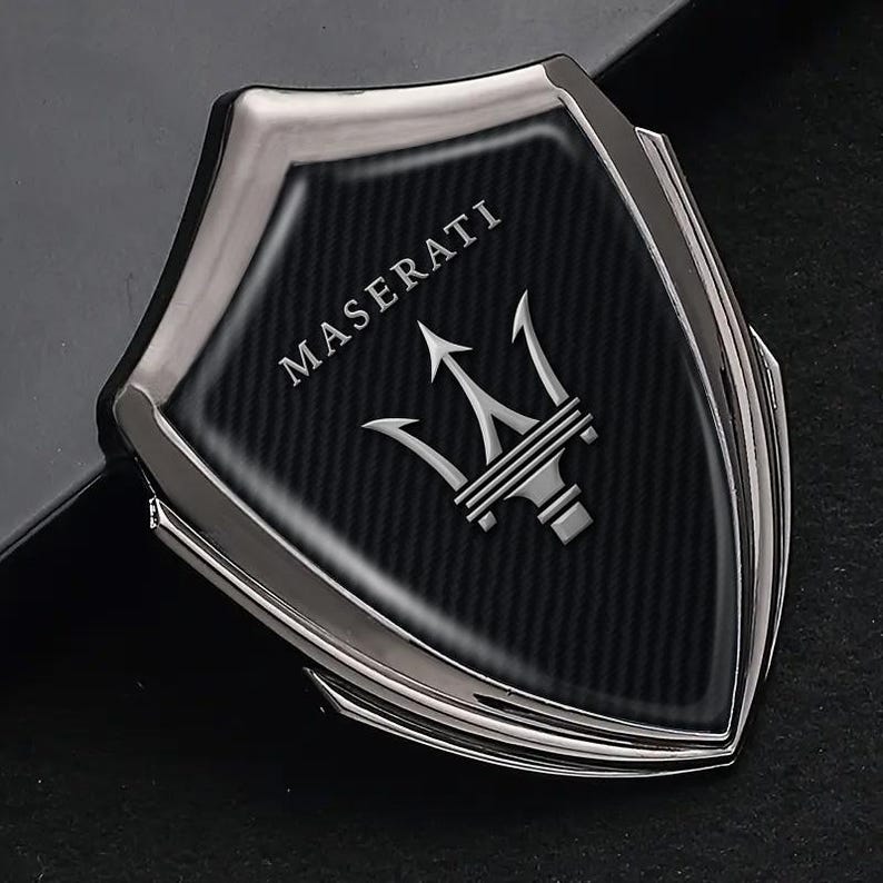 Maserati 3D Metal Shield Emblem Logo Domed Glossy Epoxy Resin Car Badge ...