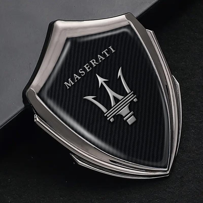 Maserati 3D Metal Shield Emblem Logo Domed Glossy Epoxy Resin Car Badge ...
