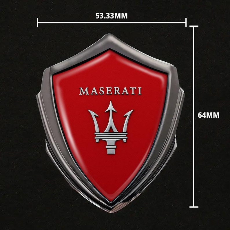 Maserati 3D Metal Shield Emblem Logo Domed Glossy Epoxy Resin Car Badge ...