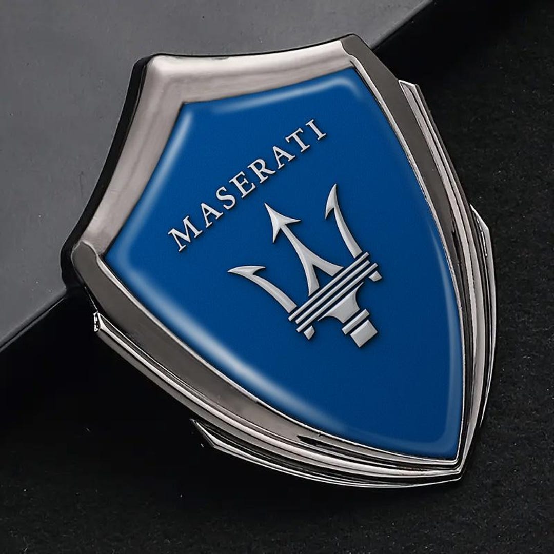 Maserati 3D Metal Shield Emblem Logo Domed Glossy Epoxy Resin Car Badge ...