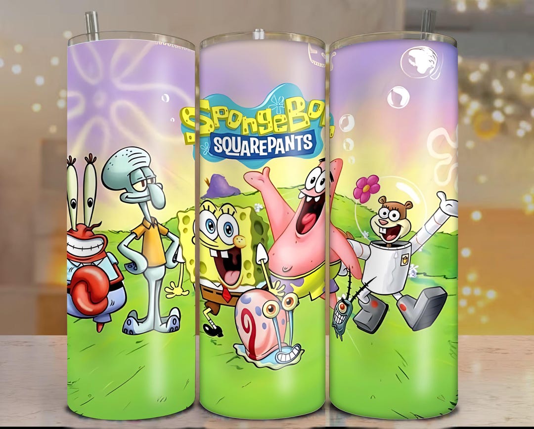 Spongebob Tumbler Wrap PNG: 90s Cartoon, 20oz Skinny Cup (digital ...