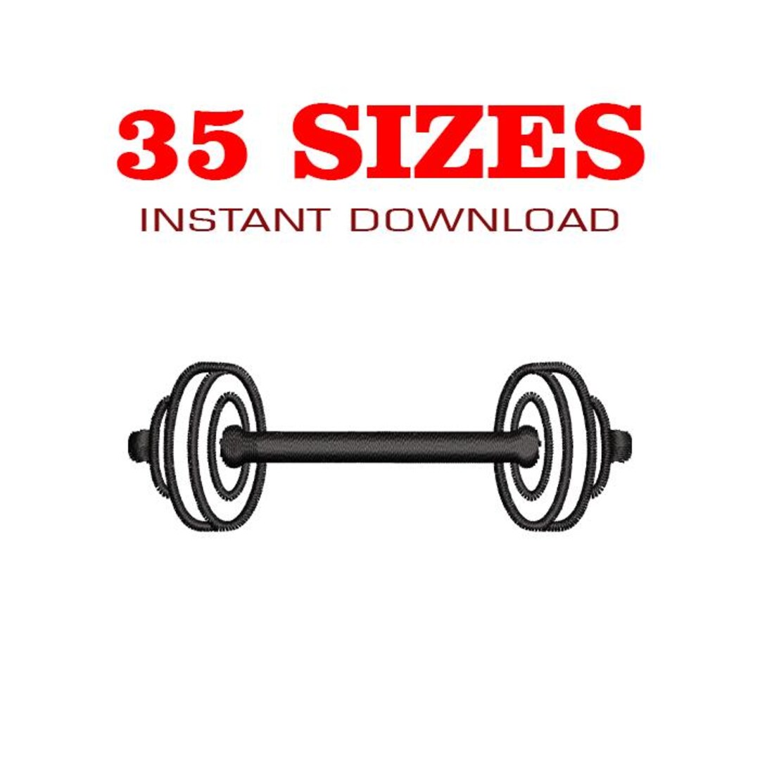 Barbell Machine Embroidery Design: Sports Embroidery Pattern (PDF ...