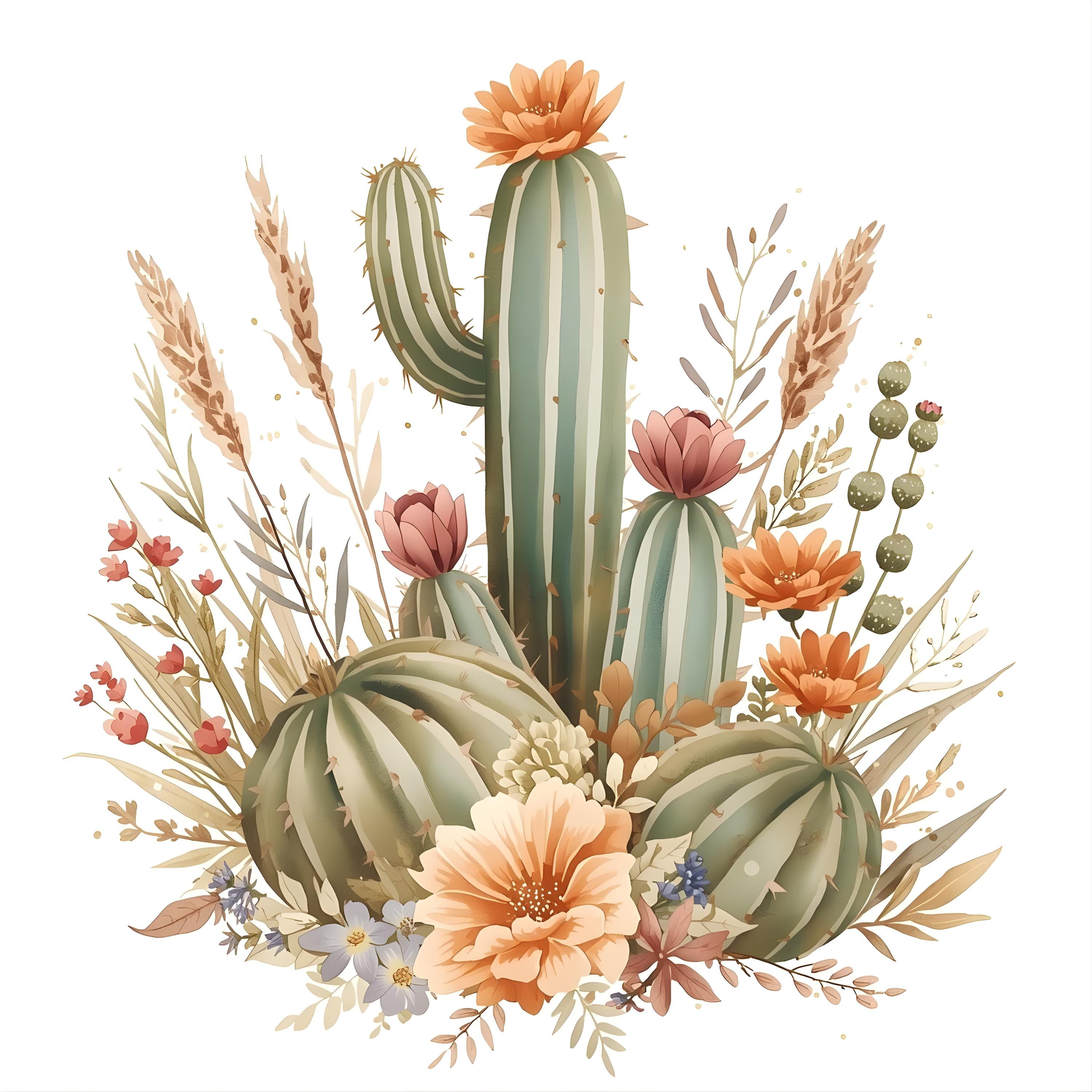 Watercolor Cactus Clipart – Boho Desert Flowers (digital Download) - Etsy