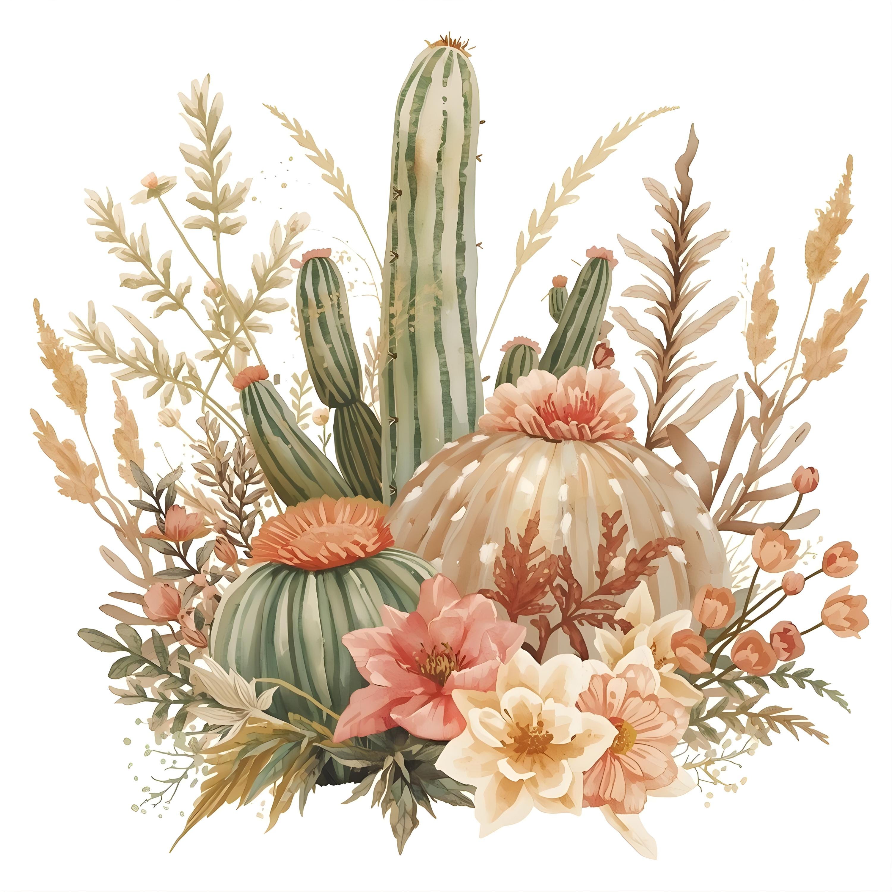 Watercolor Cactus Clipart – Boho Desert Flowers (digital Download) - Etsy