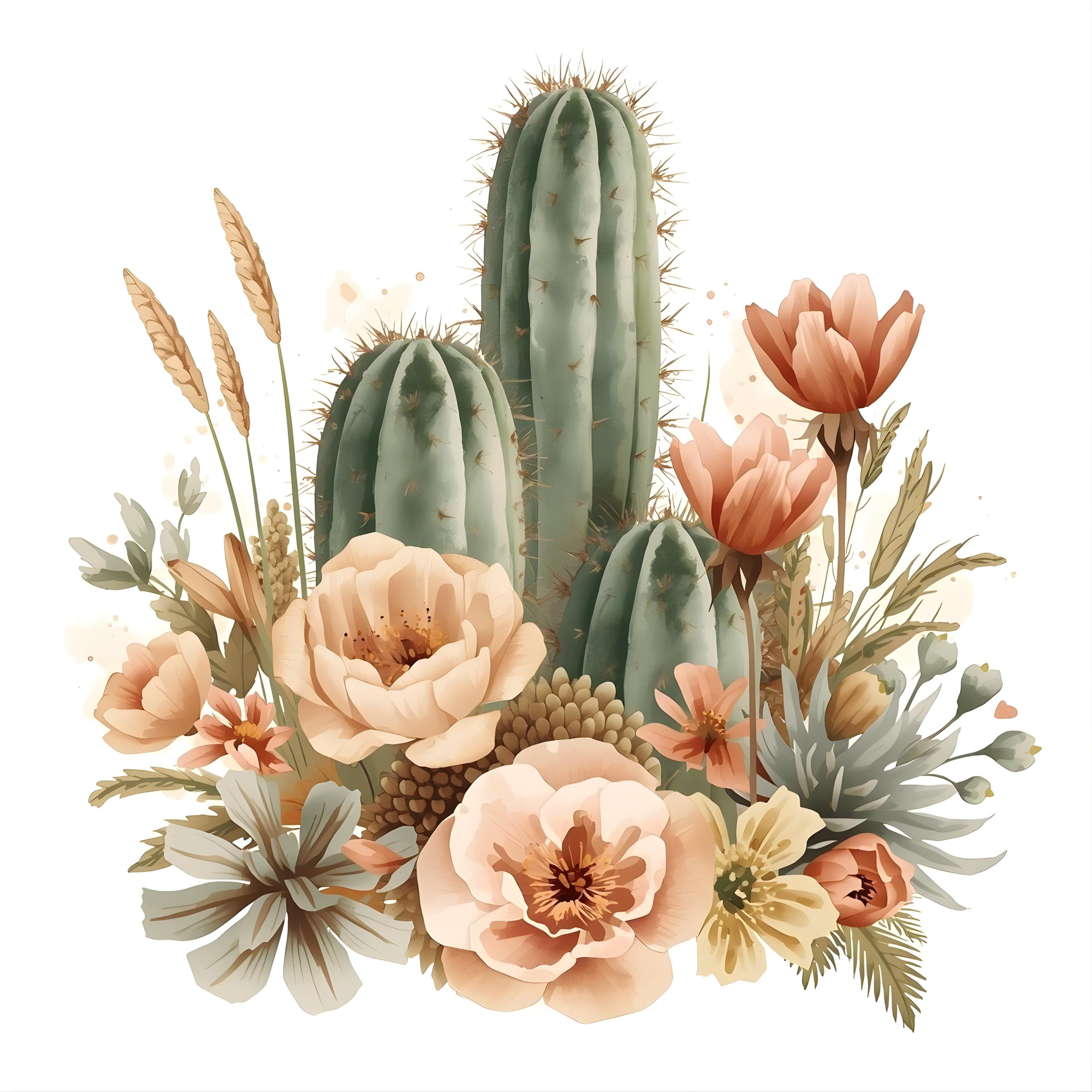Watercolor Cactus Clipart – Boho Desert Flowers (digital Download) - Etsy