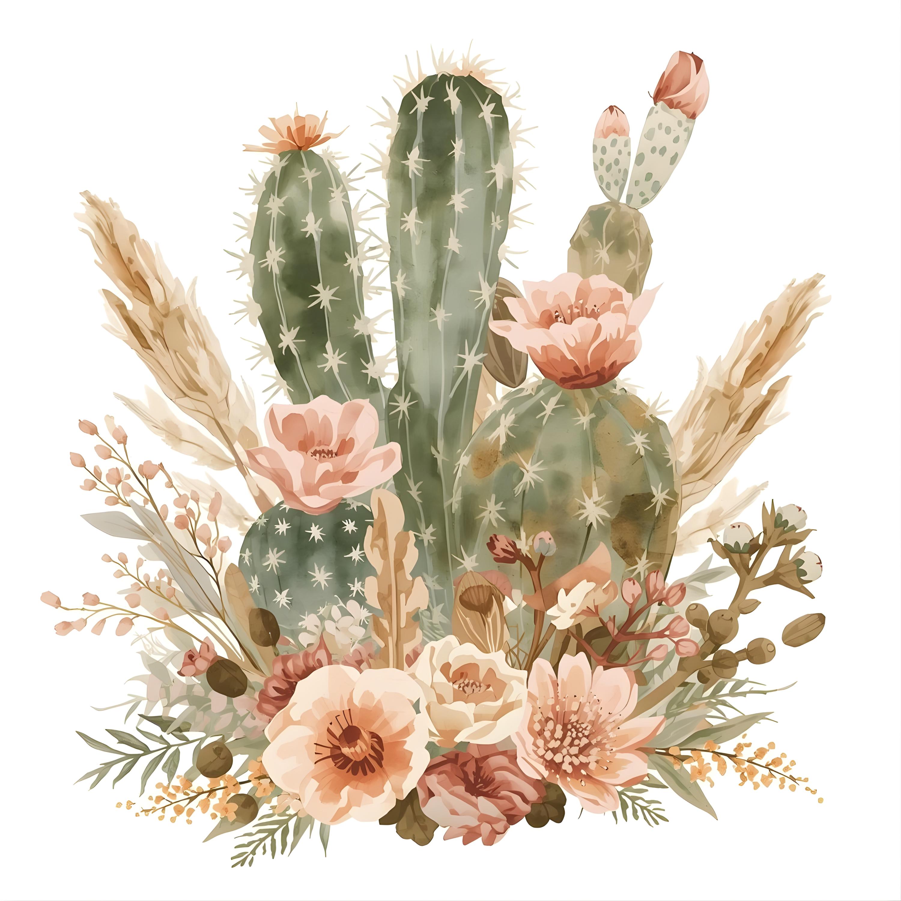 Watercolor Cactus Clipart – Boho Desert Flowers (digital Download) - Etsy
