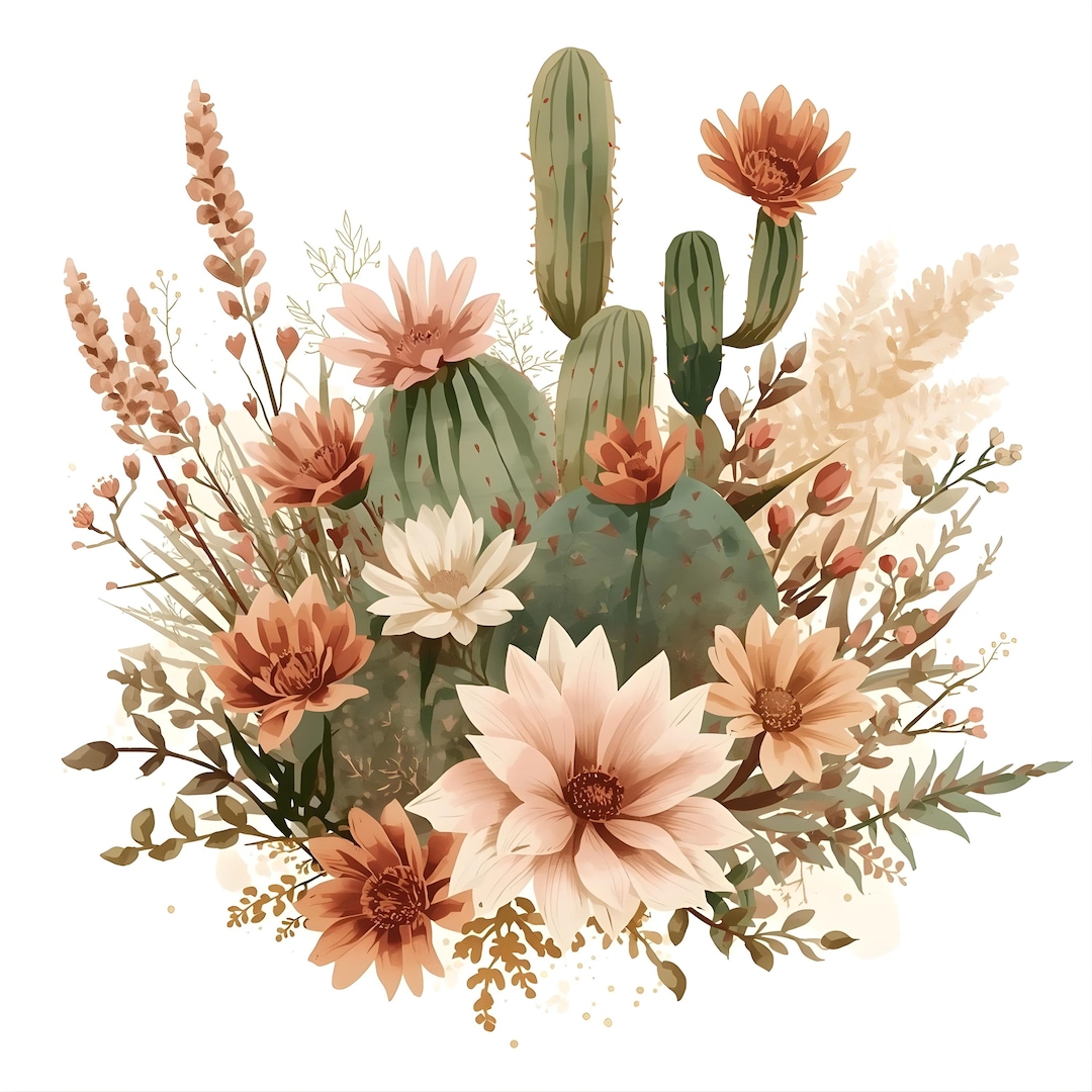 Watercolor Cactus Clipart – Boho Desert Flowers (digital Download) - Etsy
