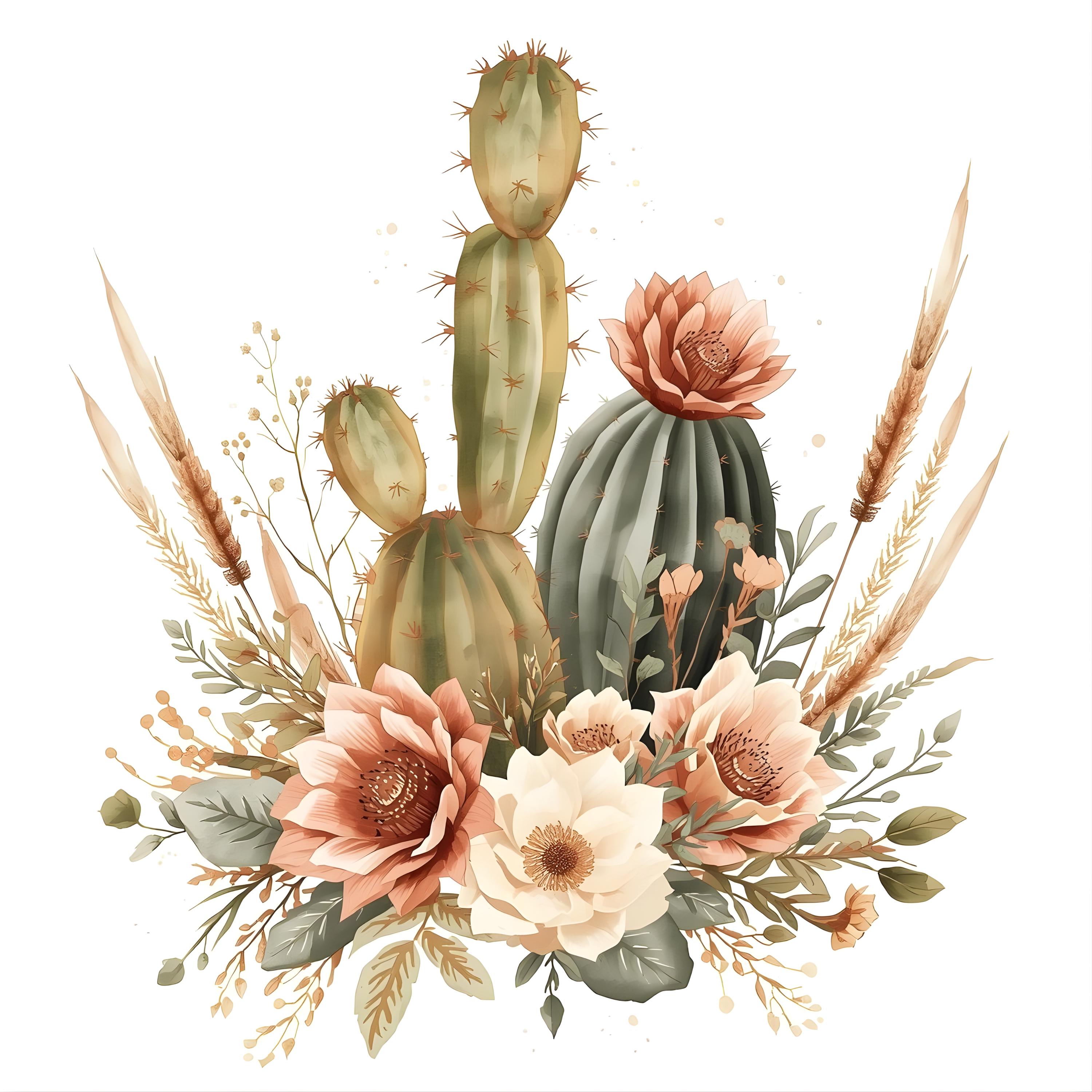 Watercolor Cactus Clipart – Boho Desert Flowers (digital Download) - Etsy