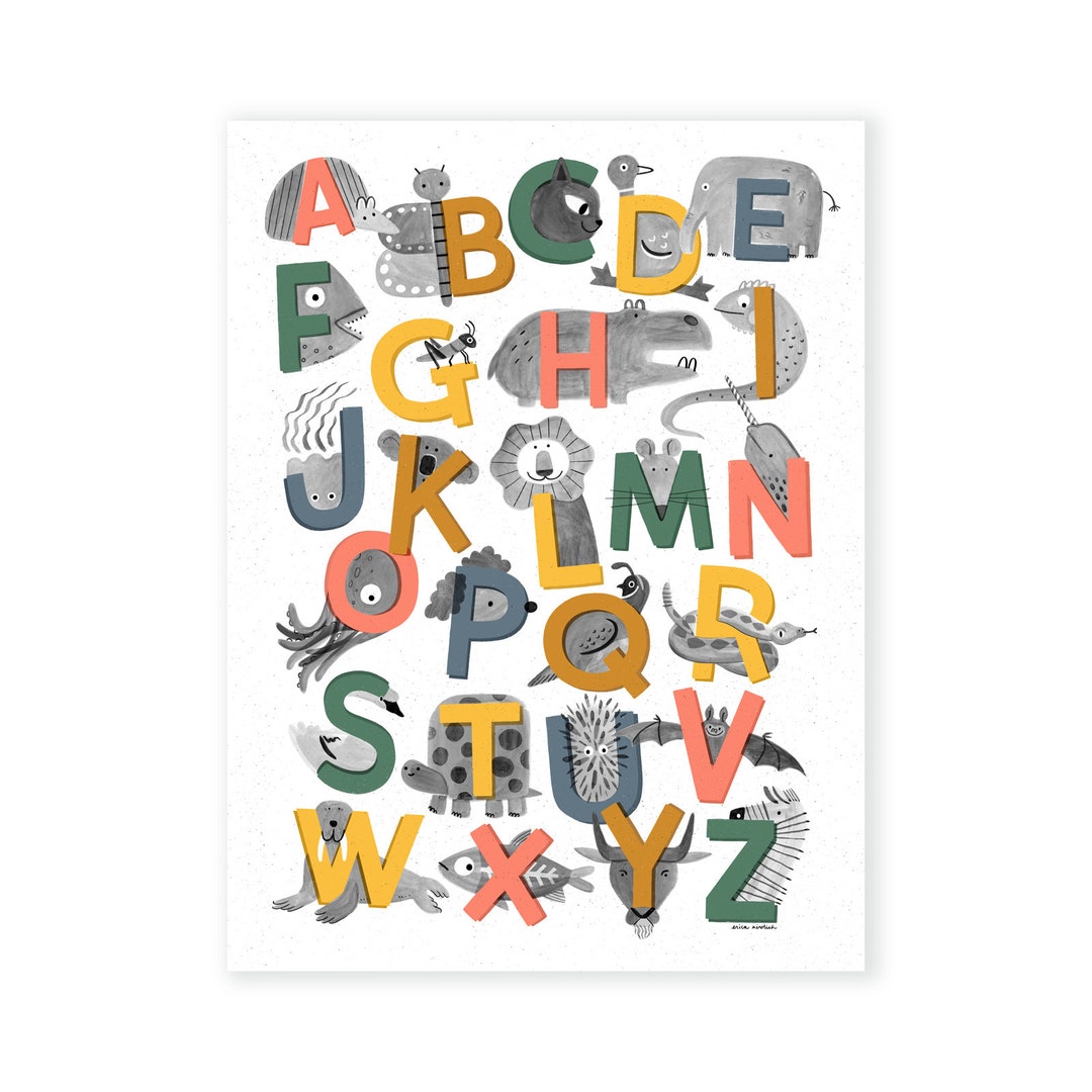 Animal ABC Alphabet Print for Children's Rooms & Nurseries - Etsy