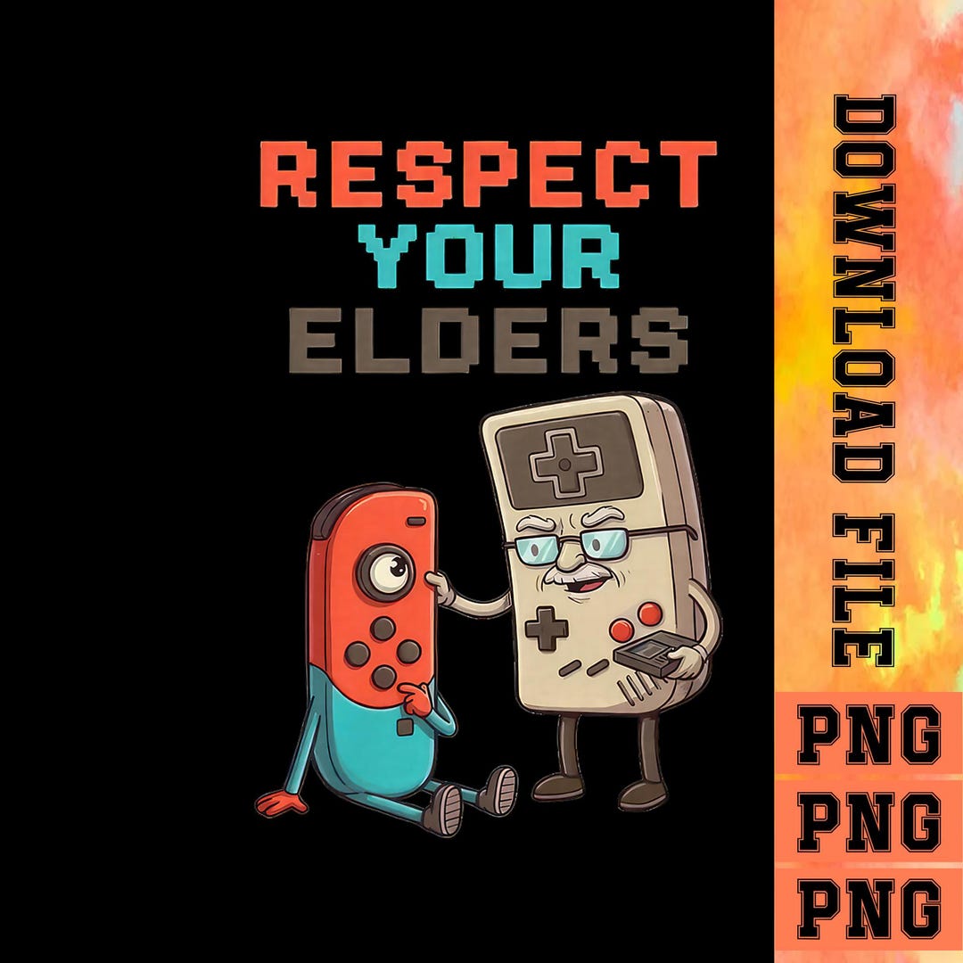 Respect Your Elders Gaming PNG – Funny Retro Gamer Controller Design ...