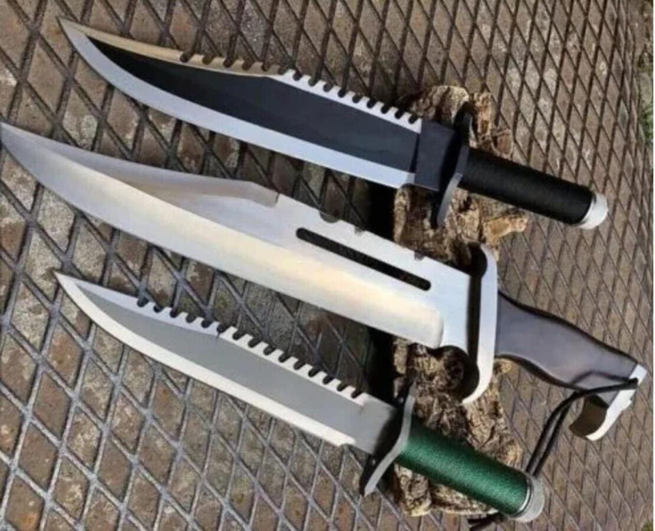 Handmade D2 Steel Pair of 3 Rambo Knives With Leather Sheath/ Hunting ...