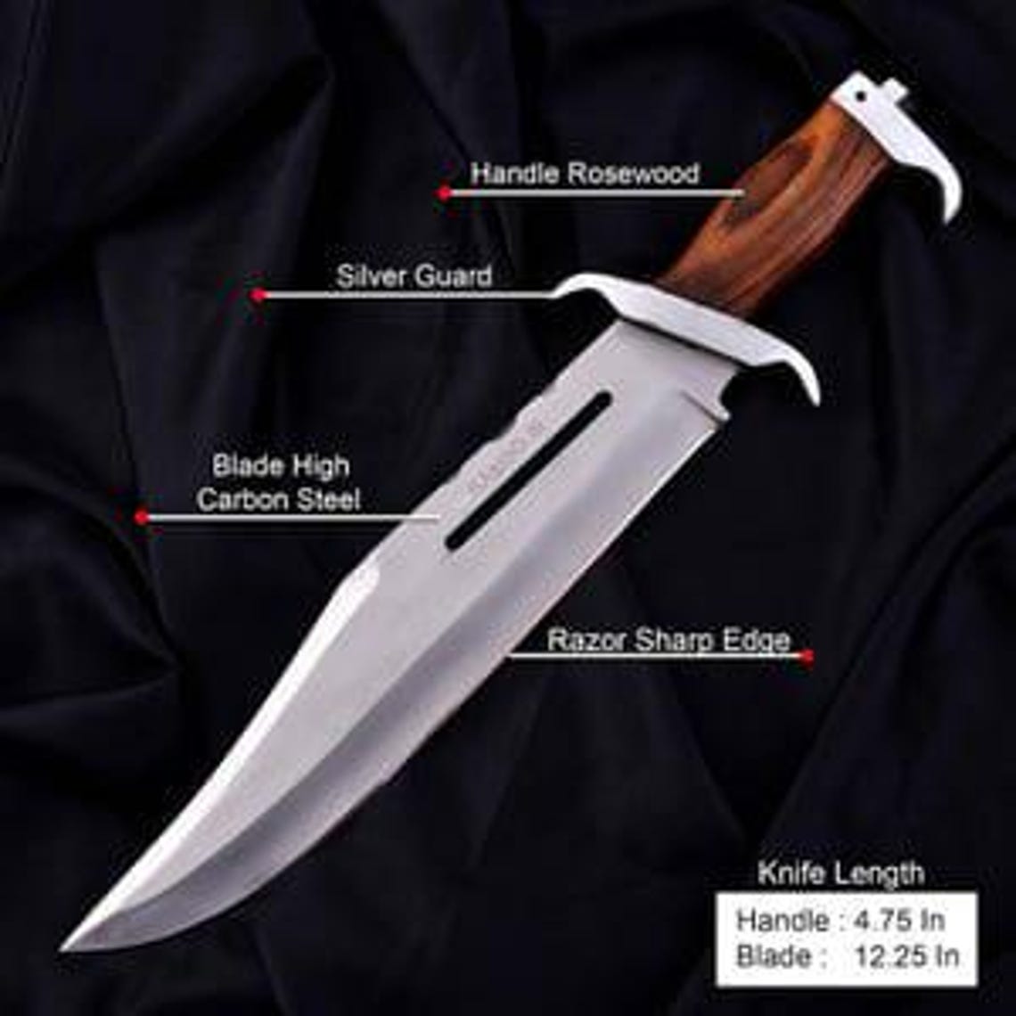 Handmade D2 Steel Pair of 3 Rambo Knives With Leather Sheath/ Hunting ...