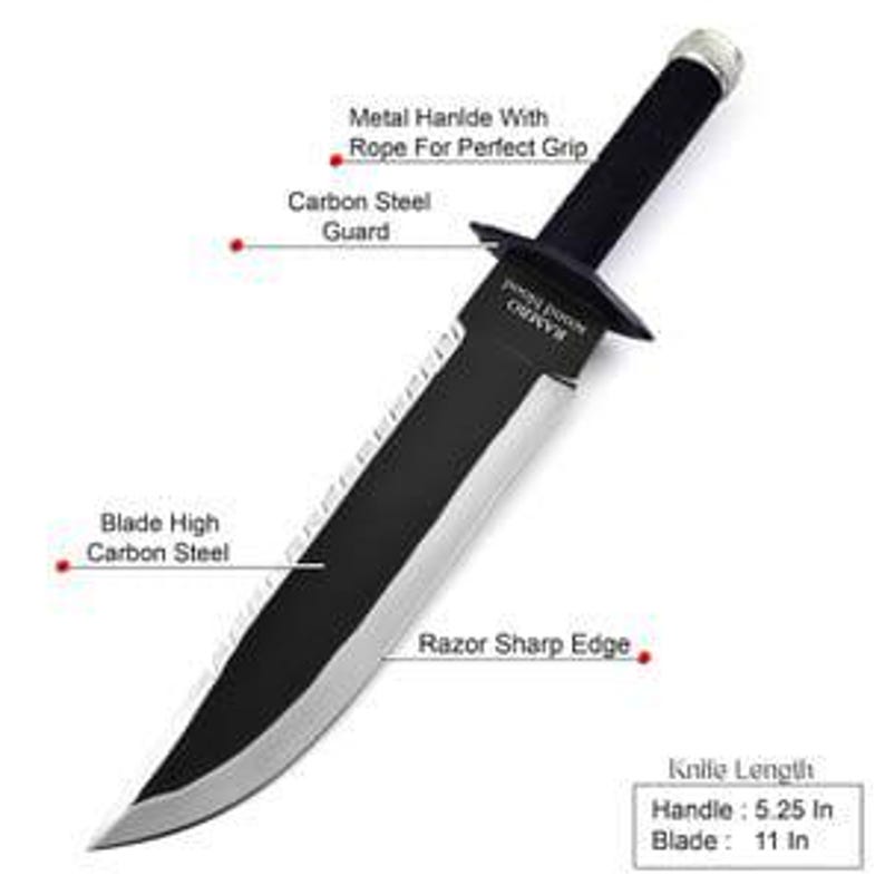Handmade D2 Steel Pair of 3 Rambo Knives With Leather Sheath/ Hunting ...