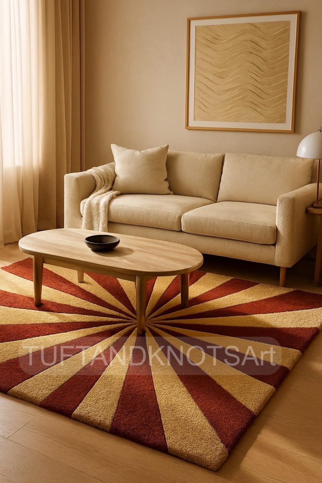Hand Tufted Sunburst Rug | Modern Abstract Carpet | Retro Geometric ...