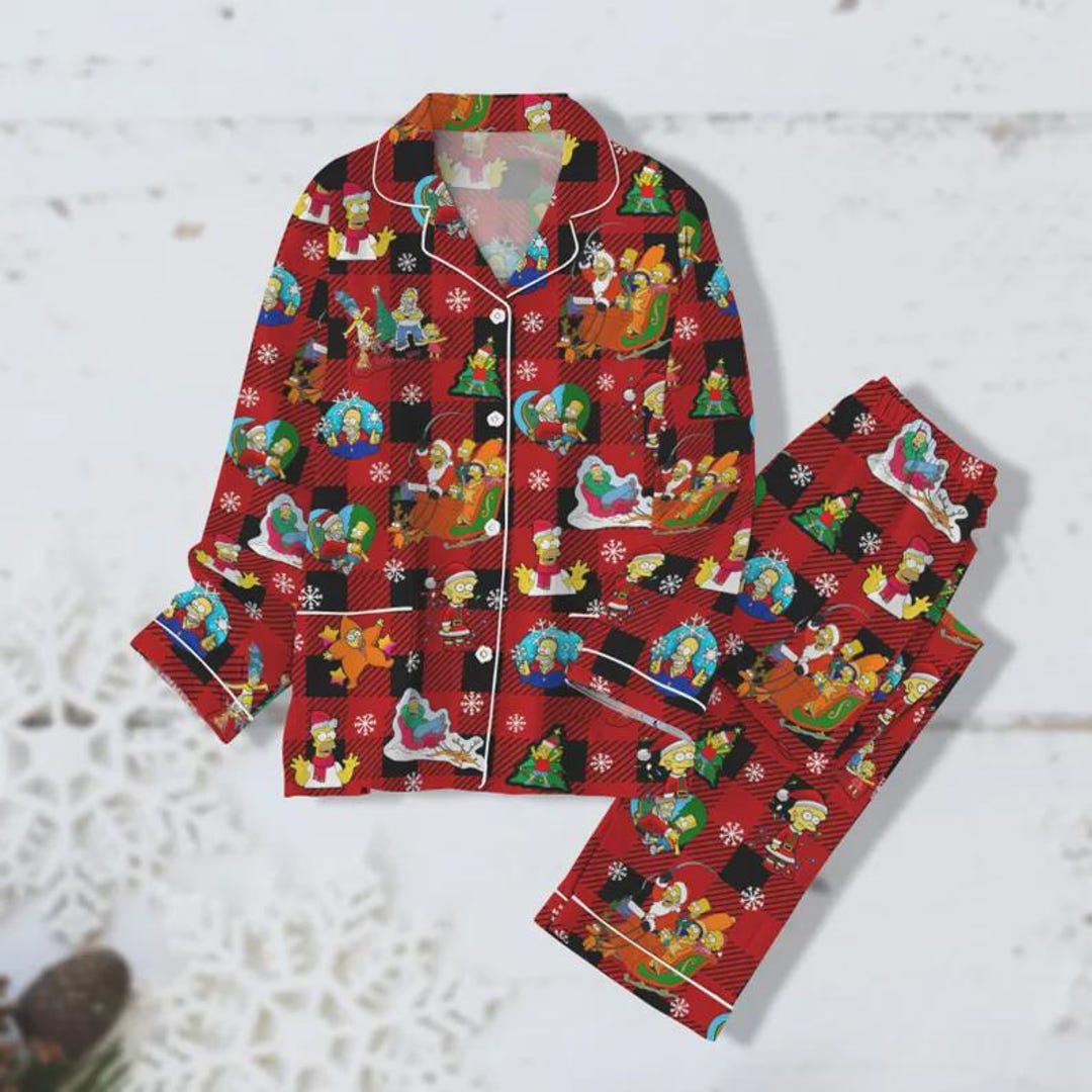 Simpsons Red Christmas Pajamas - Etsy