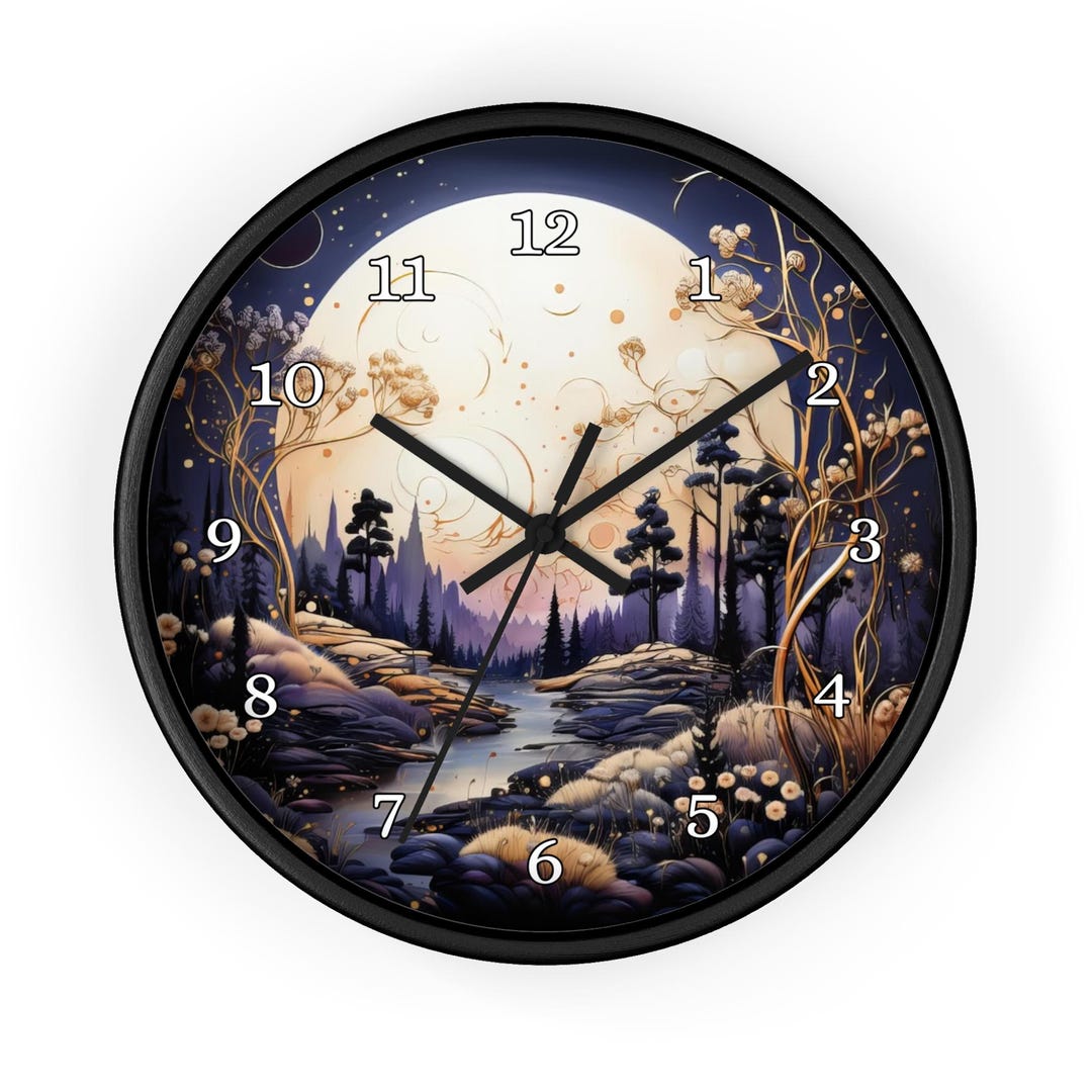 Enchanted Moon Forest Wall Clock - Etsy