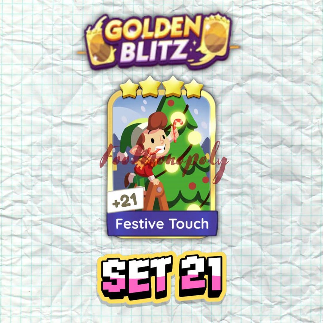 Festive Touch - Card/sticker Monopoly Go - Golden Blitz Event - Etsy