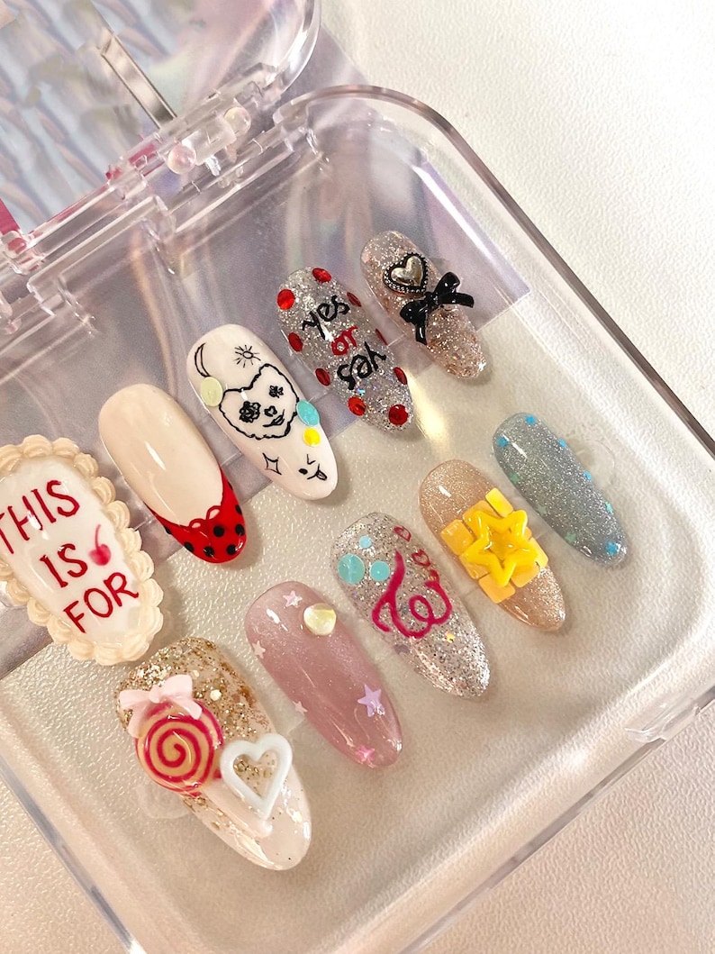 TWICE Inspired Album Collage Press on Nails | Sweet Kpop Fan Design ...