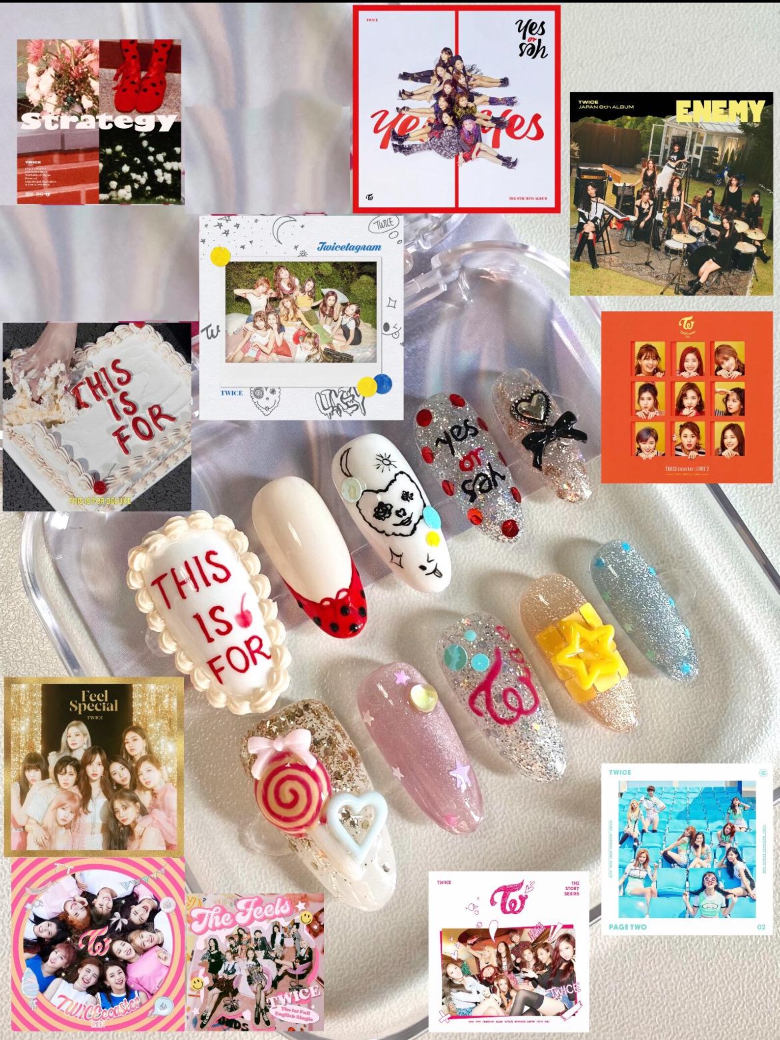 TWICE Inspired Album Collage Press on Nails | Sweet Kpop Fan Design ...