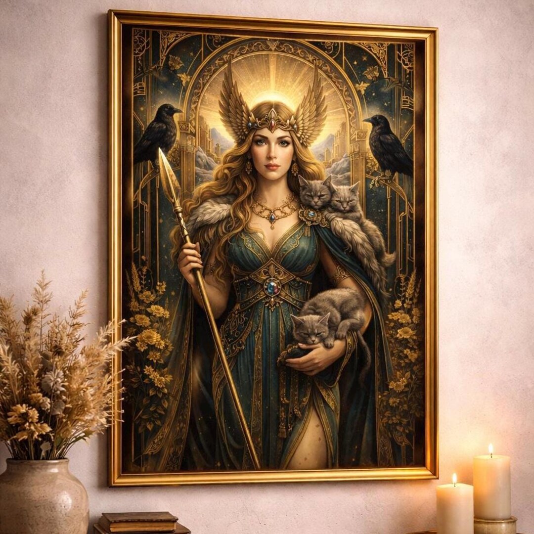 Norse Goddess Freya Art Deco Wall Art – Mythology Printable Poster ...