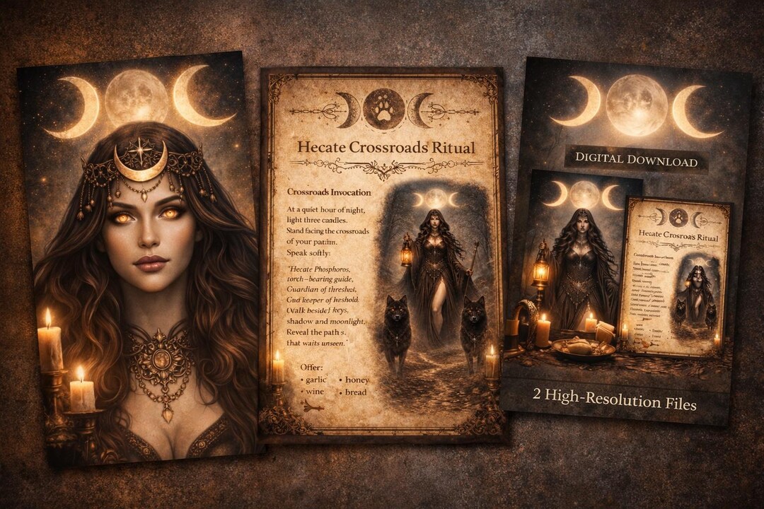 Hecate Crossroads Ritual Grimoire Page – Triple Moon Goddess Pagan ...
