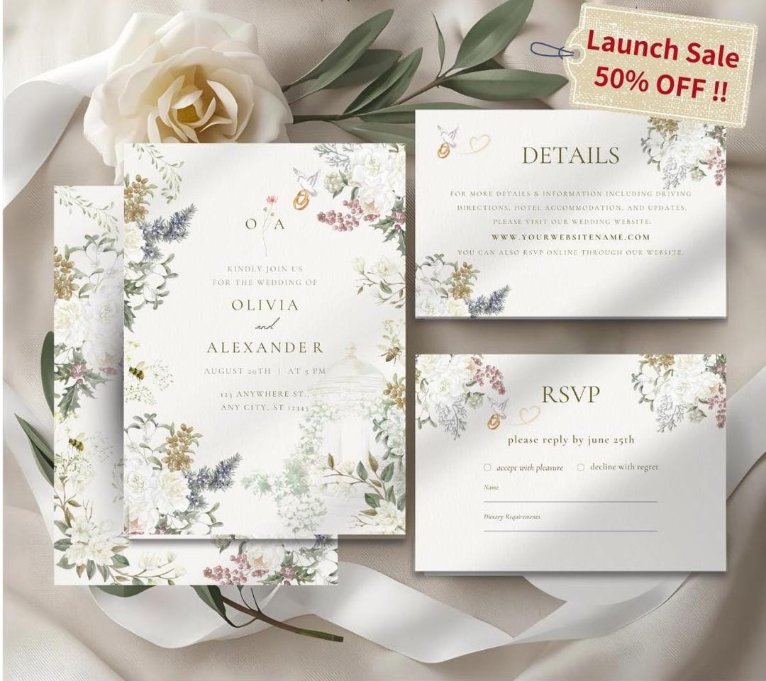 Launching Offer - 50% OFF Editable Wedding Invitation Set | Details ...
