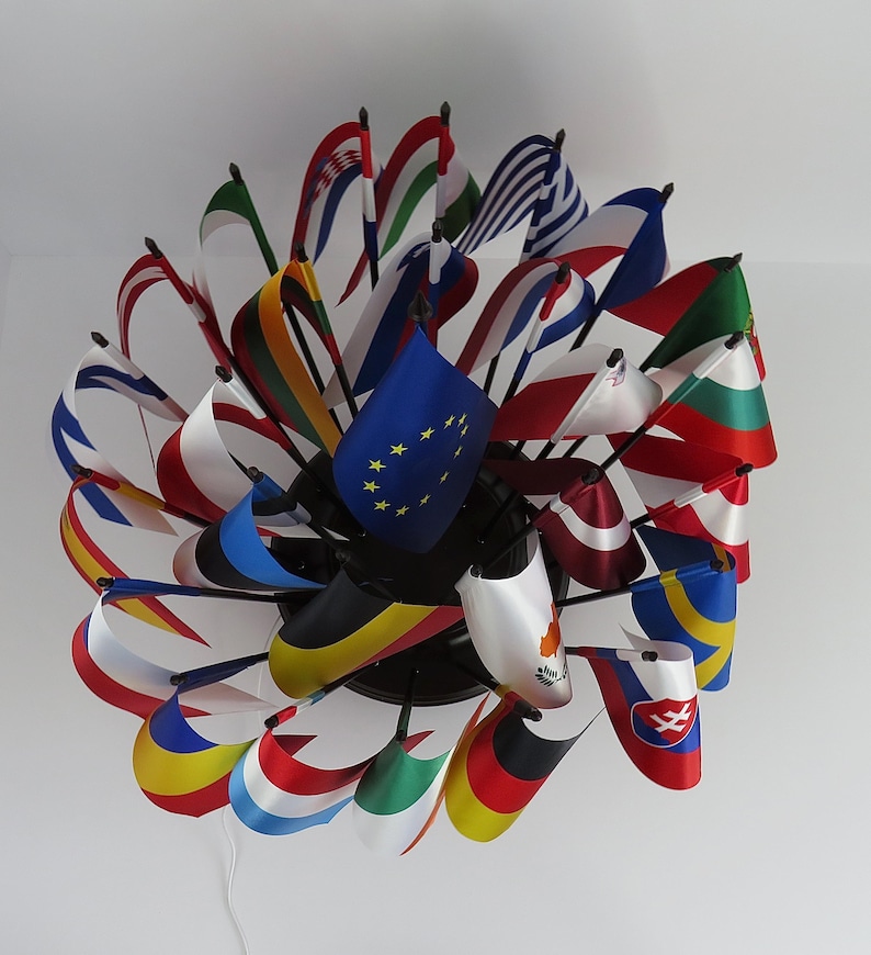 Desk Flags European Union, EU Member State Flags Set, Wooden Stand With ...