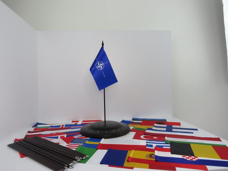 Desk Flag Stand for World and NATO Flags - Rustic Wooden Holder, Custom ...