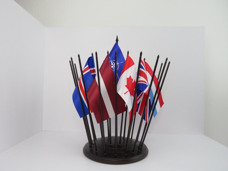NATO Flag Desk Set - Wood Stand, Patriotic Office Decor - Etsy