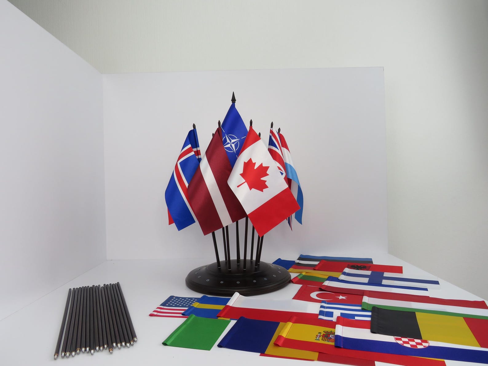 NATO Flag Desk Set - Wood Stand, Patriotic Office Decor - Etsy