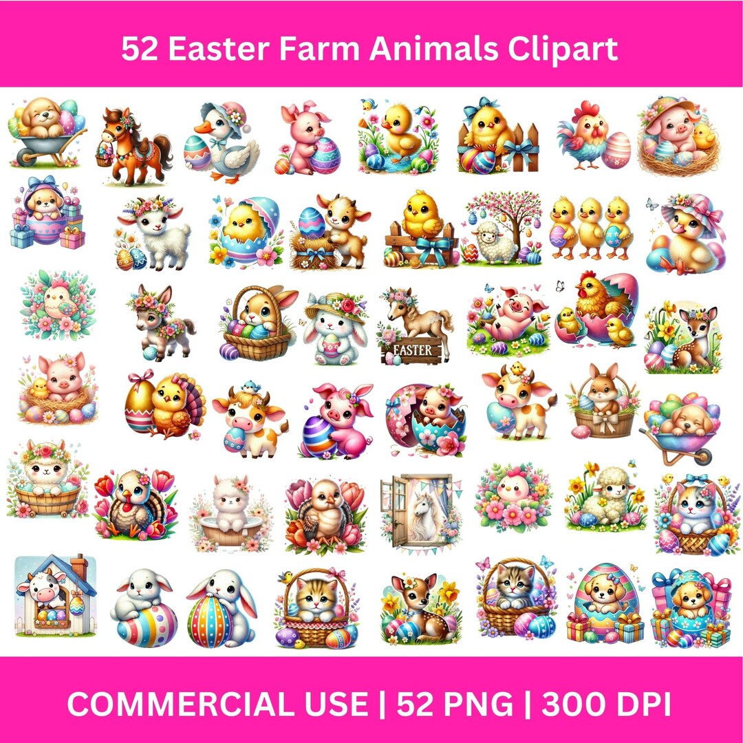 Easter Farm Animals PNG| Easter Farm Animals Clipart | Cute Farm ...