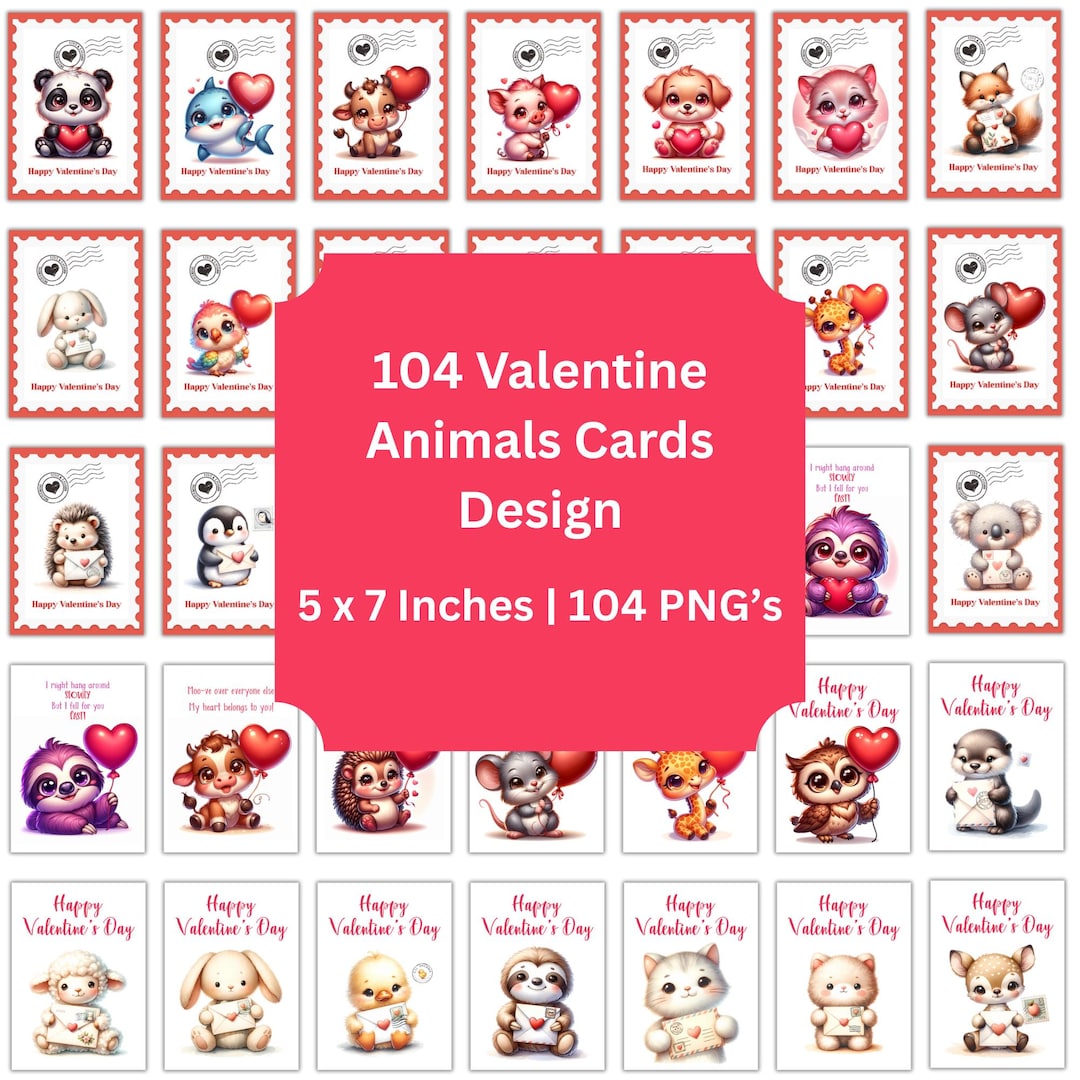 Animal Valentines Day Cards | Printable Animal Valentines for Kids ...