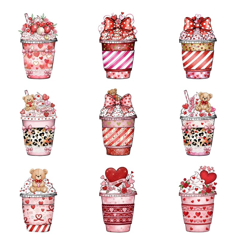 Valentine’s Day Coffee Clipart Set | 40 PNG Pack | Pink Aesthetic Love ...