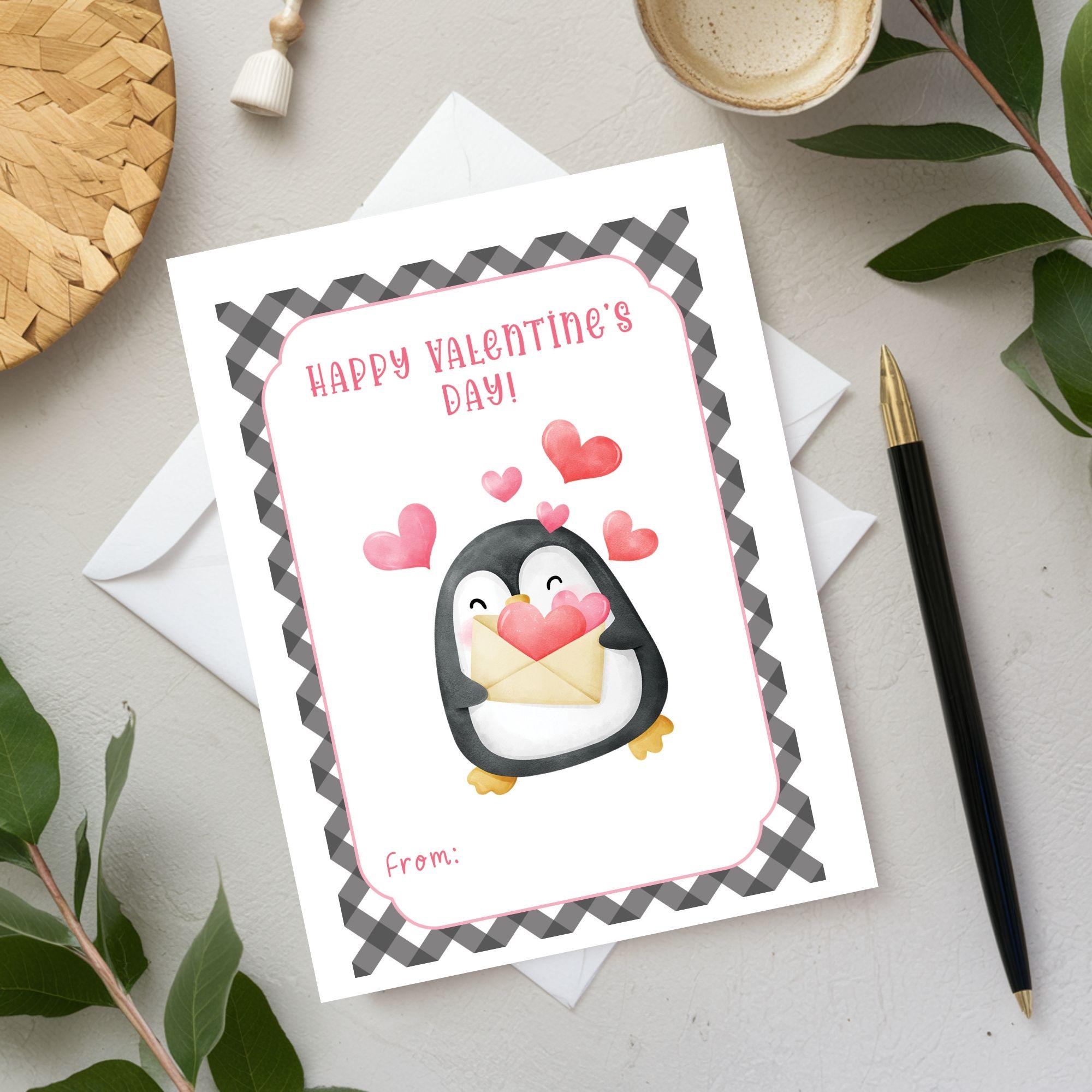 Penguin Valentine's Day Card - Printable 16 Valentine Cards - Etsy