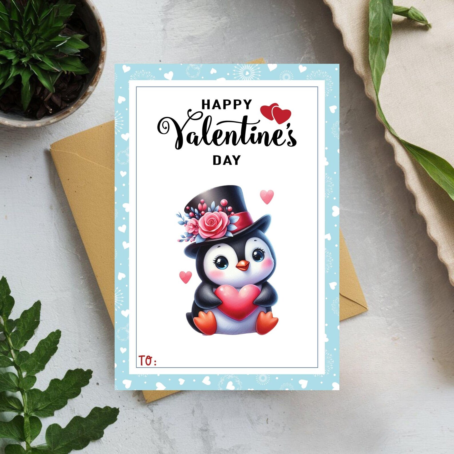 Penguin Valentine's Day Card - Printable 16 Valentine Cards - Etsy