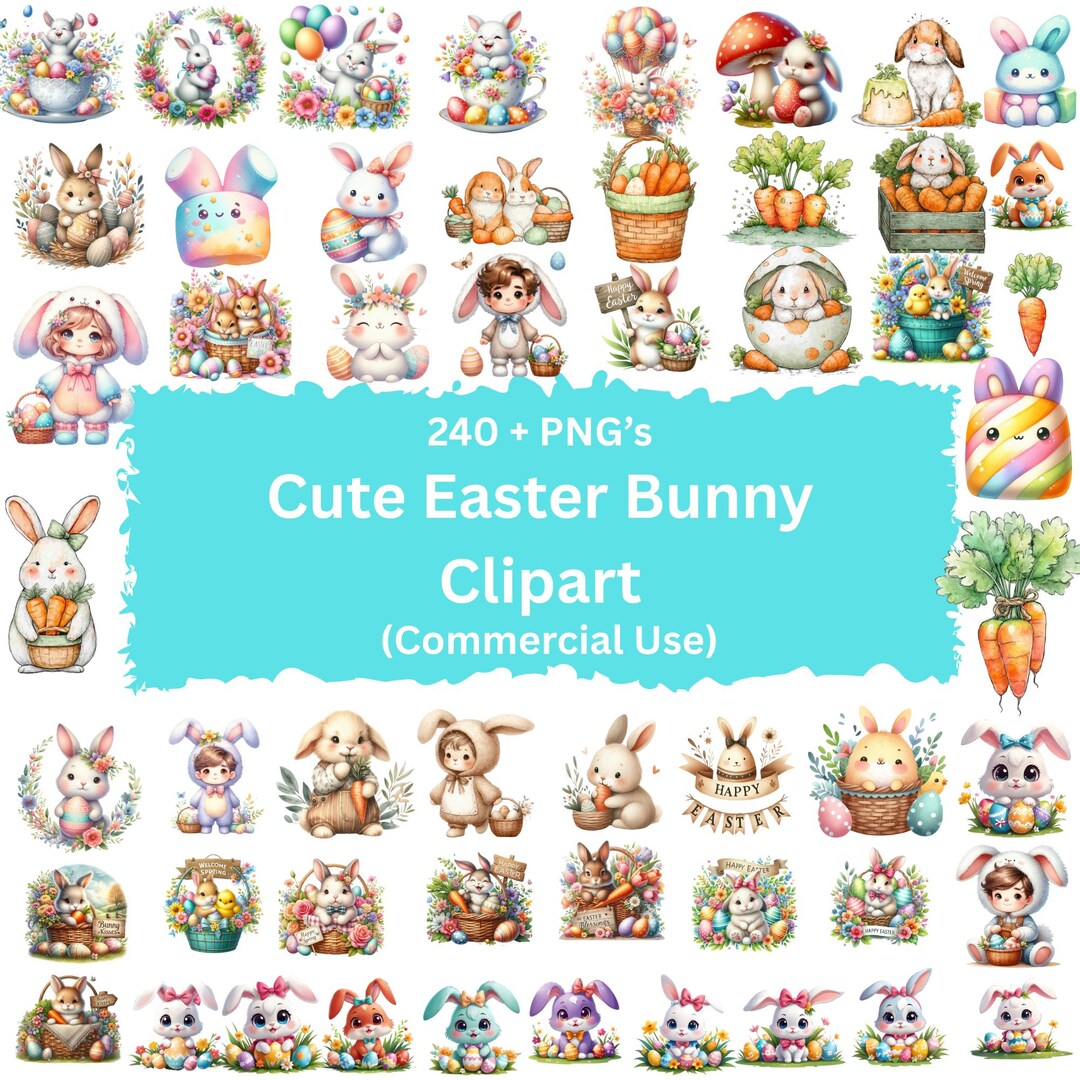 240+ Whimsical Easter Animals Clipart, Quirky Easter Animal Clipart ...