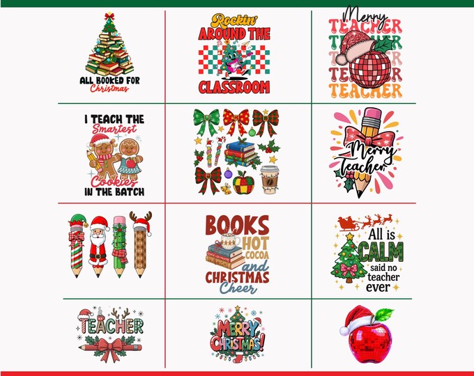 Christmas Teacher PNG: Holiday Clipart for Shirts (digital Download ...