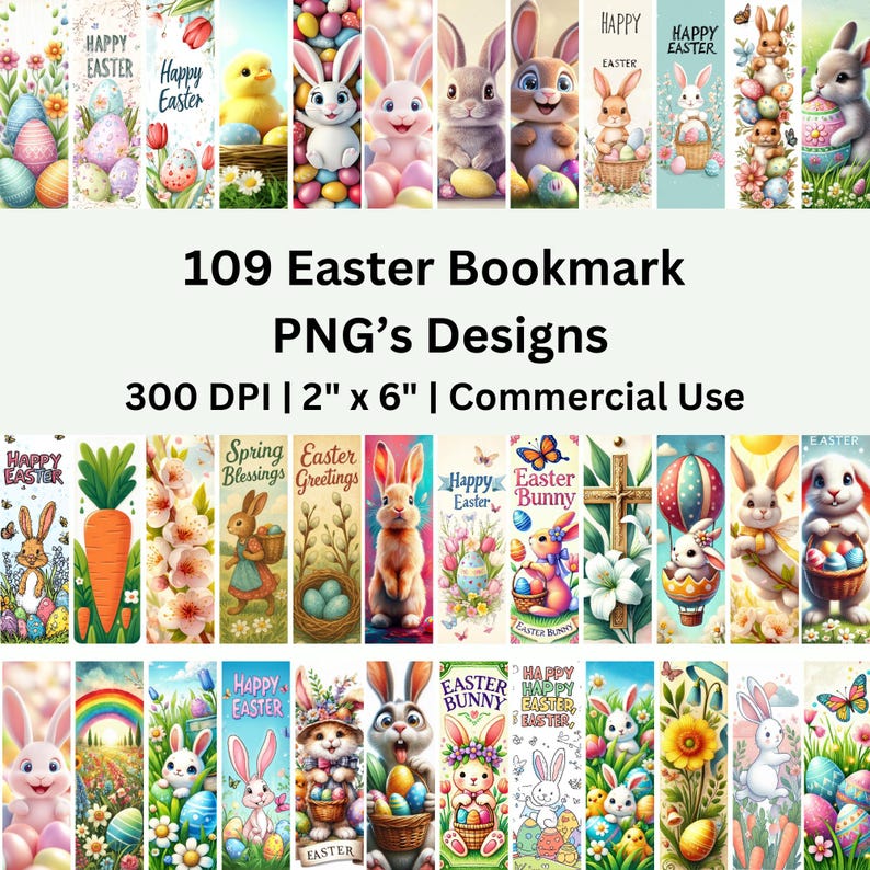 Easter Printable Bookmarks, Digital Downloads , Bunny Easter Bookmark ...