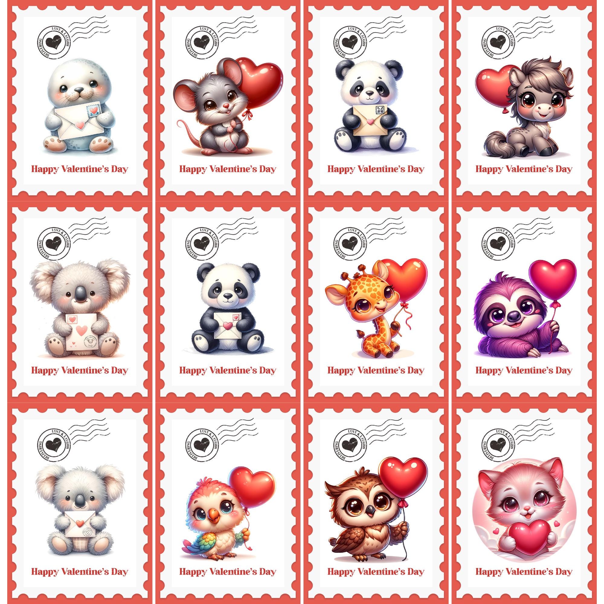 Animal Valentines Day Cards | Printable Animal Valentines for Kids ...