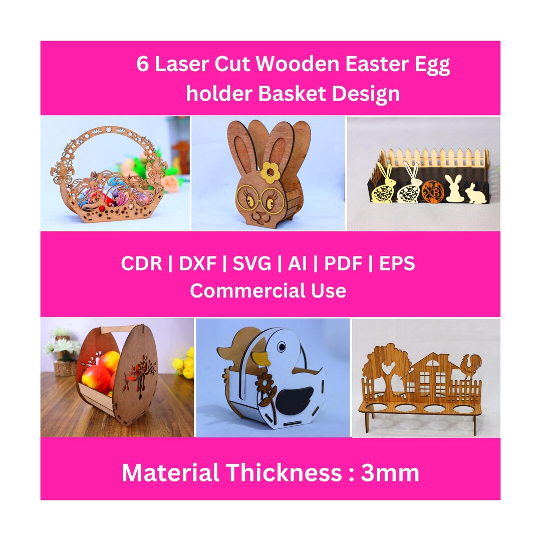 Easter Basket Laser Cut SVG | 3D Laser Cut Easter Basket SVG Bundle ...