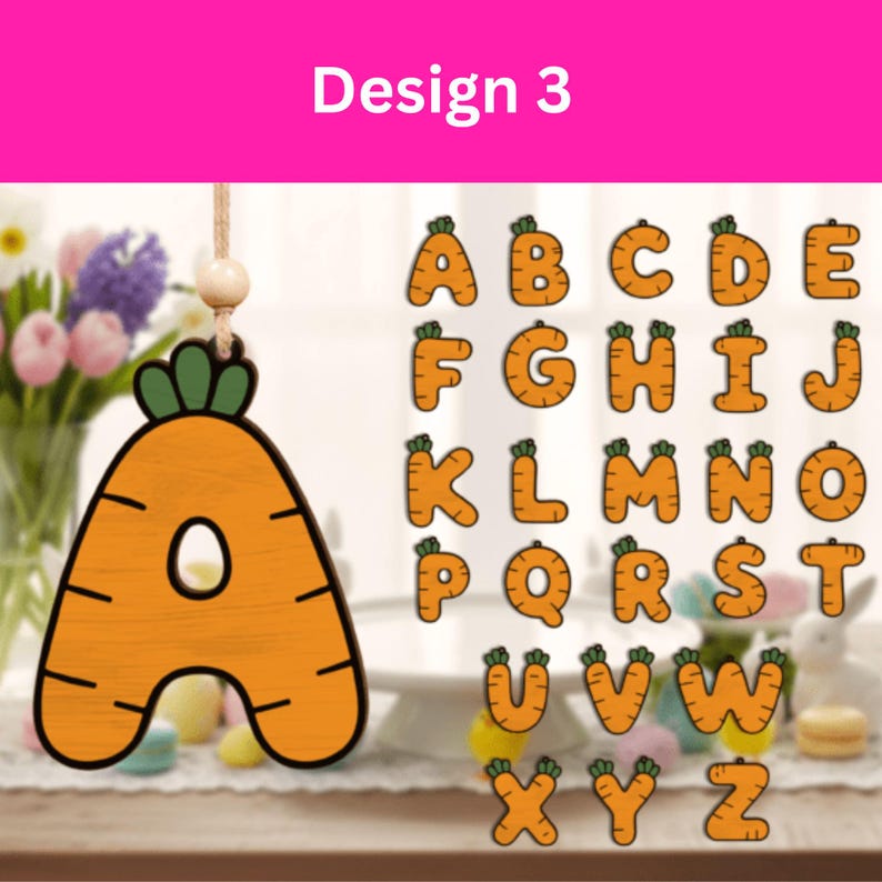 Easter Alphabet Laser Cut Files | Carrot Letters SVG DXF | Easter Name ...
